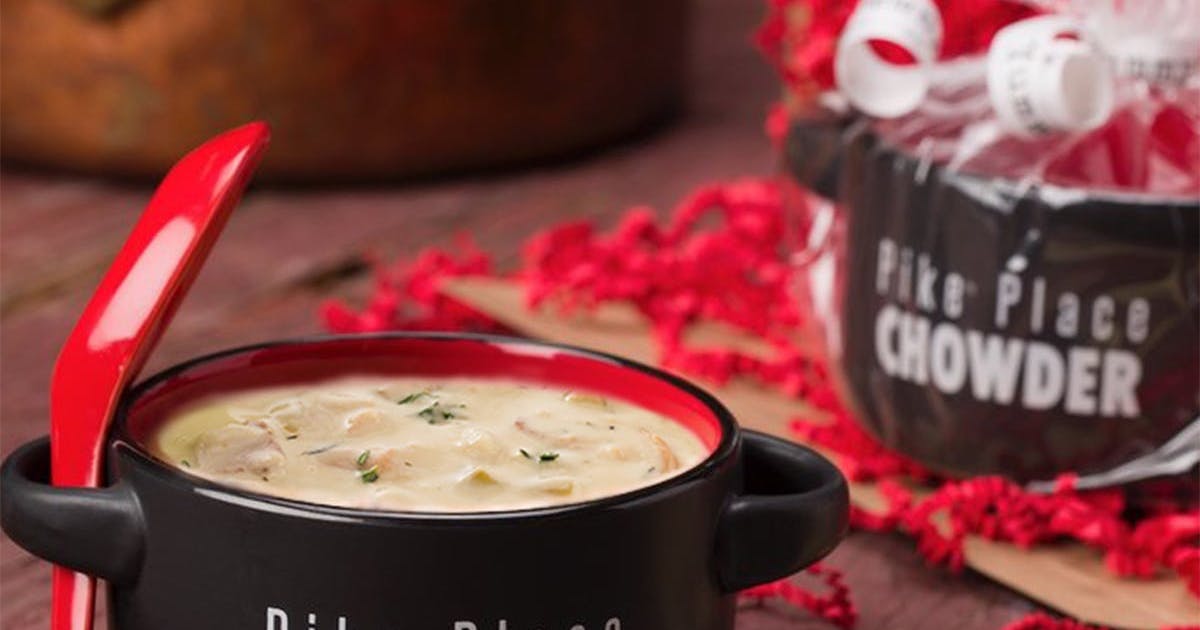 New England Clam Chowder Gift Set - 1 Quart + 2 Mugs by Pike Place ...