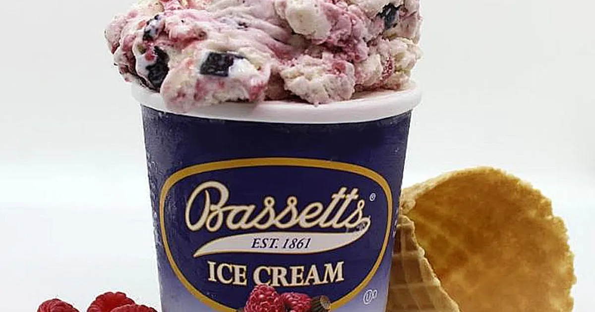 Raspberry Truffle Ice Cream - 6 Pints by Bassetts Ice Cream | Goldbelly