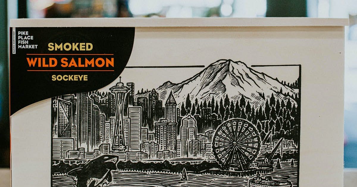 Smoked Sockeye Salmon - Wood Box, Alderwood, Wild, 6 oz by Pike Place ...