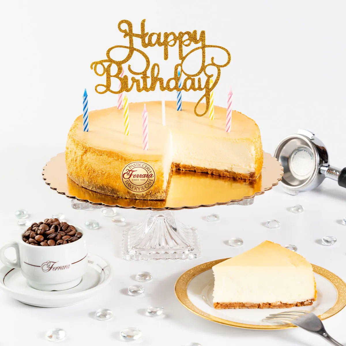 Happy Birthday Cheesecake Slice Of A Cheesecake With Happy Birthday