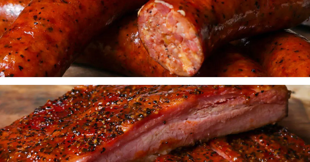 BBQ Sampler: 1 Rack Pork Spare Ribs + 5 Jalapeno Cheddar Sausages by ...