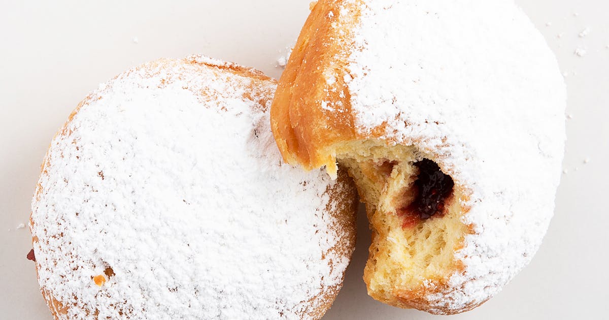 Hanukkah Jelly Donuts - 6 Pack by Primo's Donuts | Goldbelly