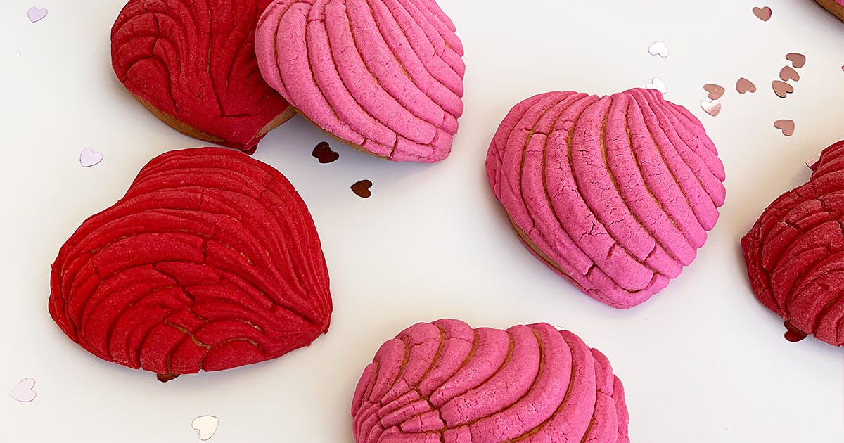 Heart "Concha" Sweet Bread - 12 Pack by El Bolillo Bakery | Goldbelly