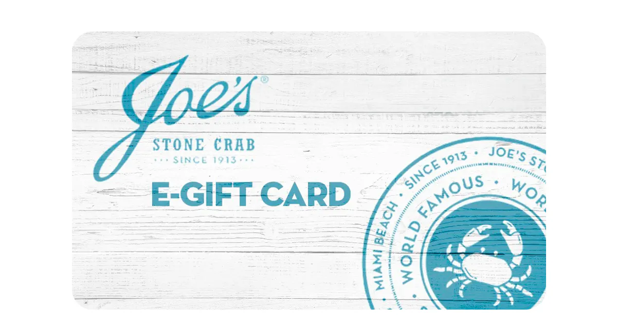 E-Gift Card for Overnight Shipping by Joe's Stone Crab | Goldbelly