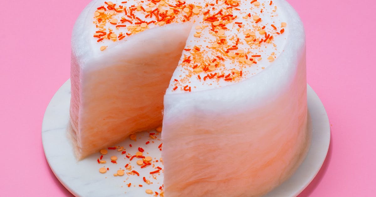 Peach-Mango Ombré Cotton Candy Floof Cake by Floof Cotton Candy Cakes ...