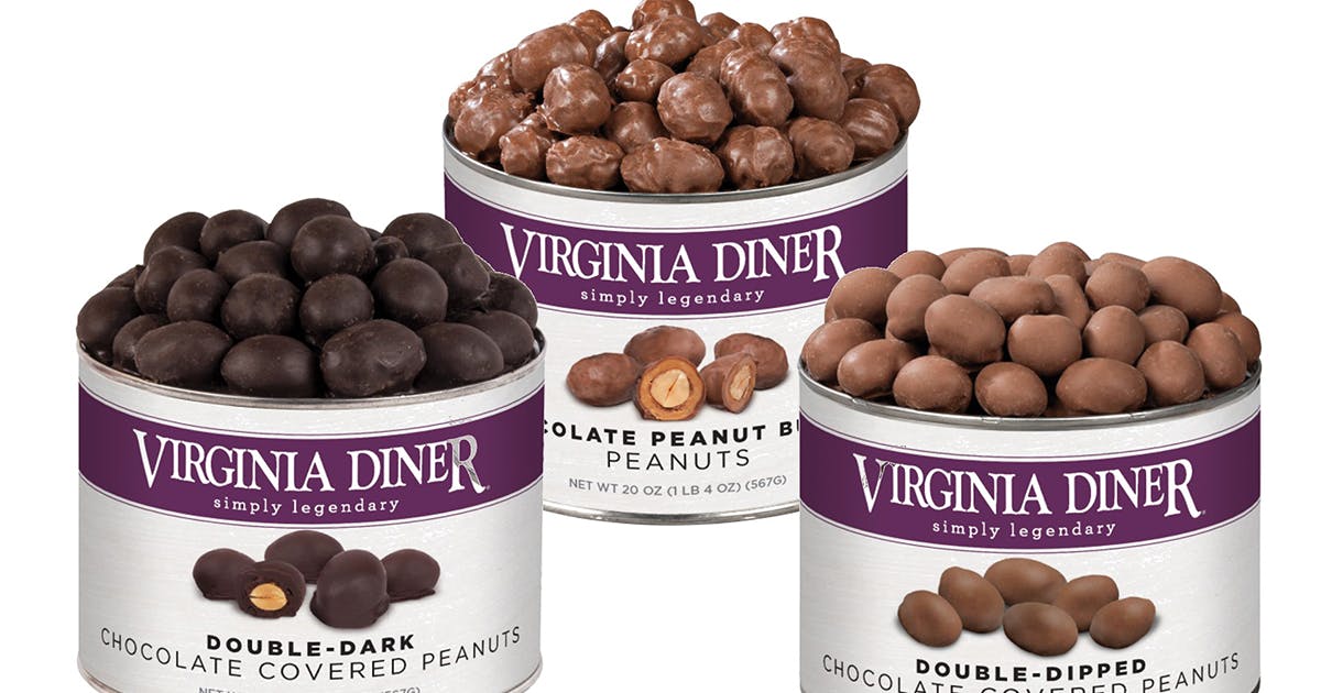 Chocolate Covered Peanuts Sampler - 3 Pack by Virginia Diner | Goldbelly