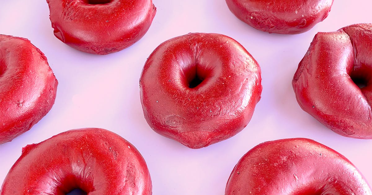 Valentine's Day Red Bagels - Dozen by Collegetown Bagels | Goldbelly