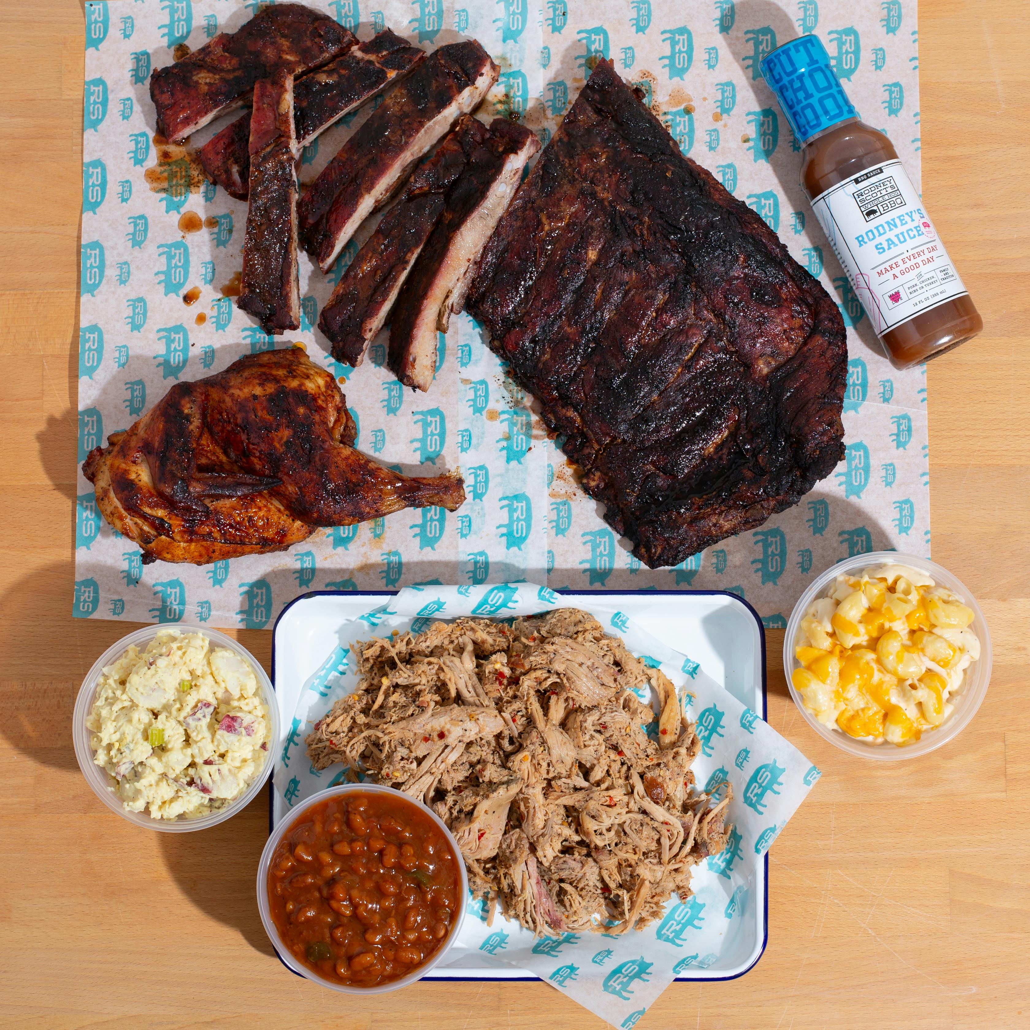 BBQ + Sides Dinner Kit for 6-8 by Rodney Scott’s Whole Hog BBQ | Goldbelly