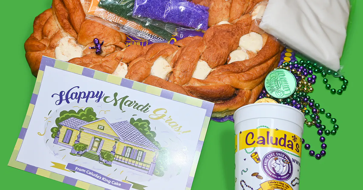 Cream Cheese Filled King Cake Kit by Caluda's King Cake | Goldbelly