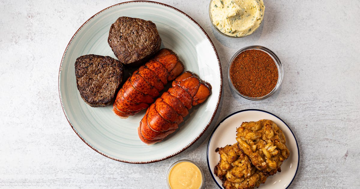 Signature Filet Mignon + Lobster Tail + Crab Cake for 2-4 by Legal Sea ...