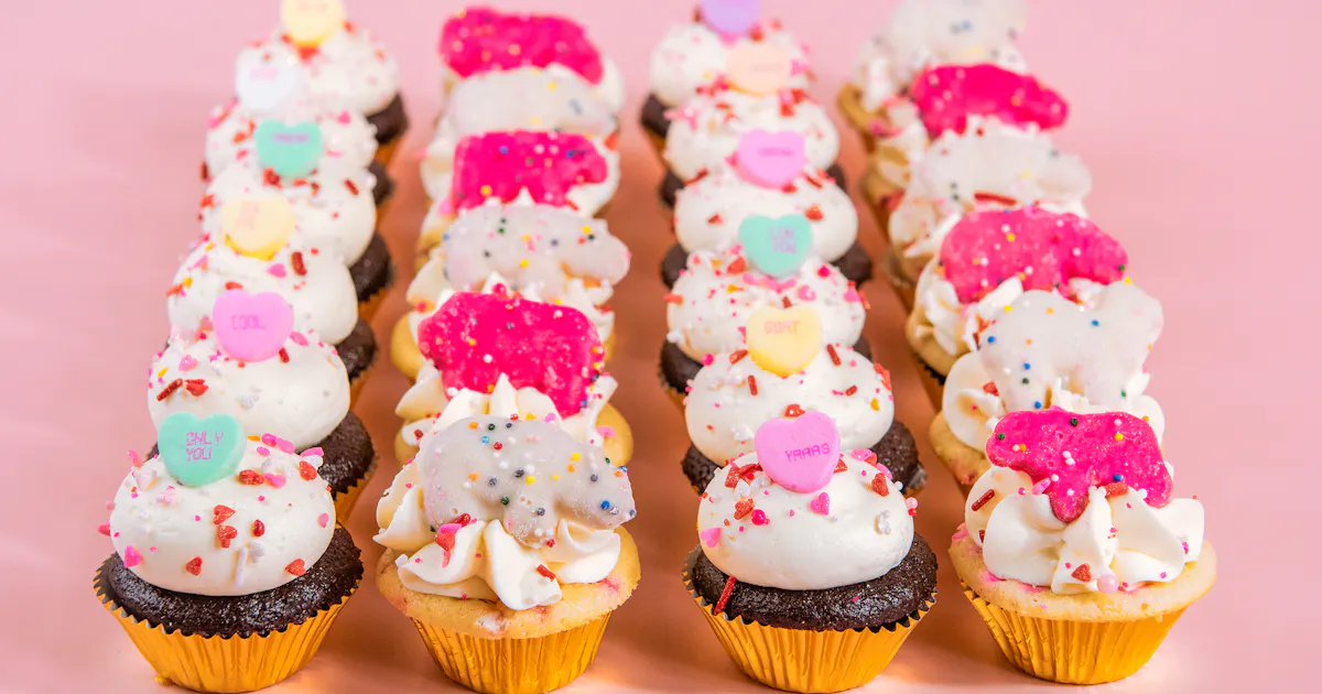Valentine's Mini Cupcakes - 12 Pack by Trophy Cupcakes | Goldbelly