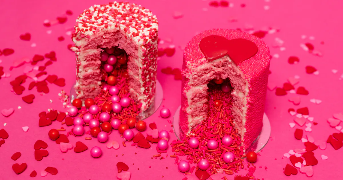 Mini Valentine's Day Explosion® Cakes - 2 Pack by Flour Shop | Goldbelly