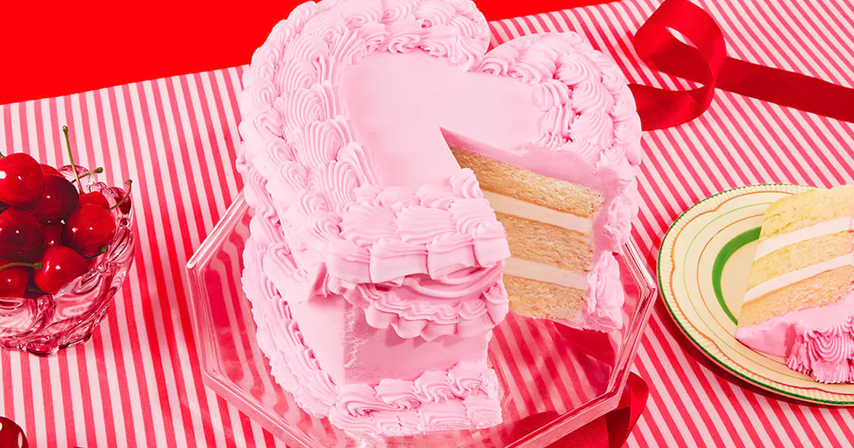 Vintage Heart-Shaped Cake by Blue Owl Bakery | Goldbelly