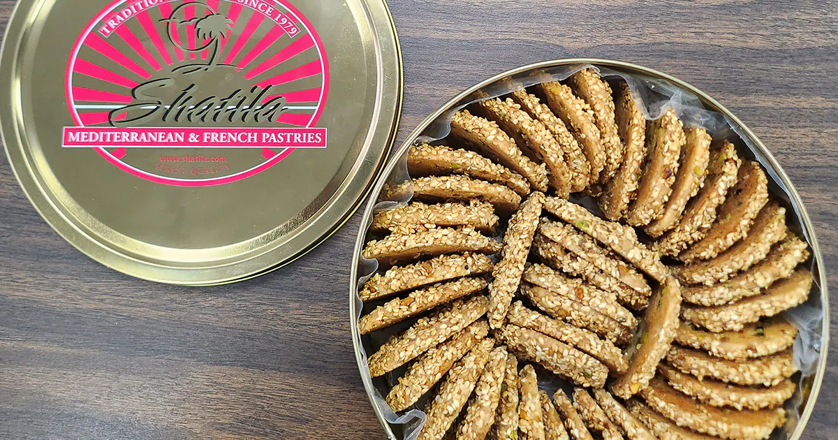 Barazik Sesame Cookie Gift Tin - 2.5 lbs. by Shatila Bakery | Goldbelly