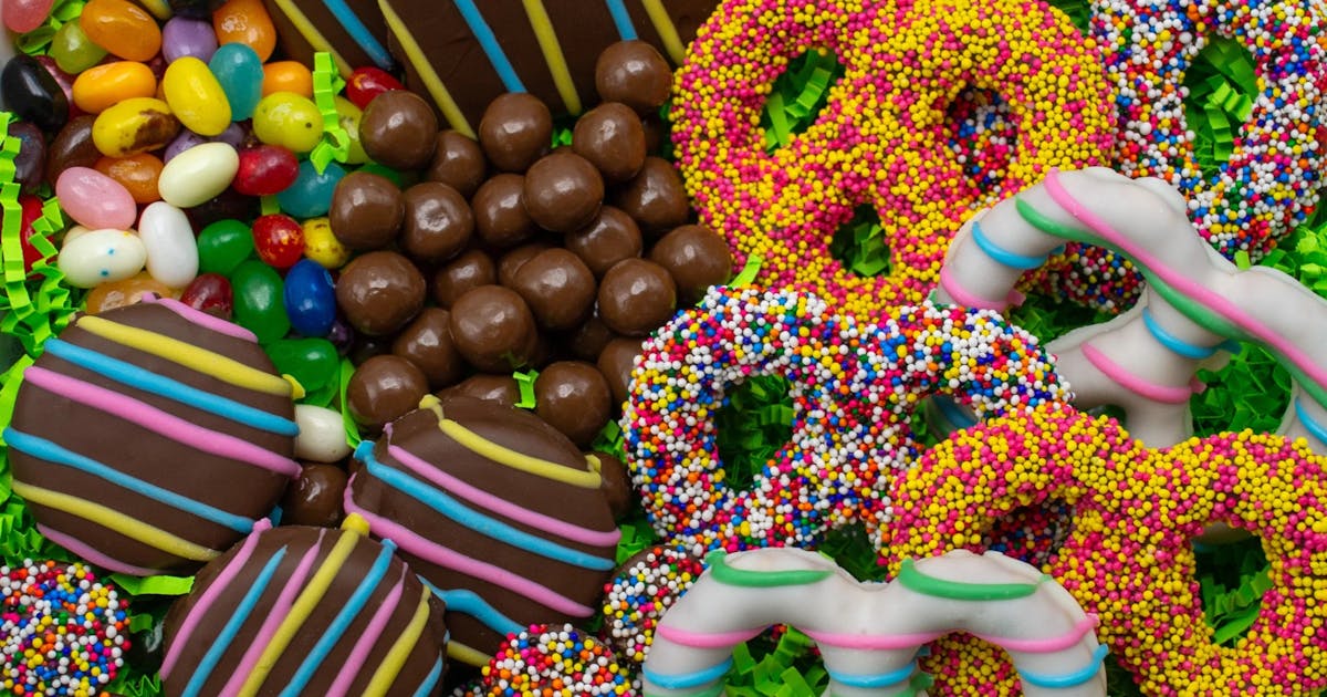 "Happy Easter" Chocolate & Sweets Box by Sugar Plum | Goldbelly