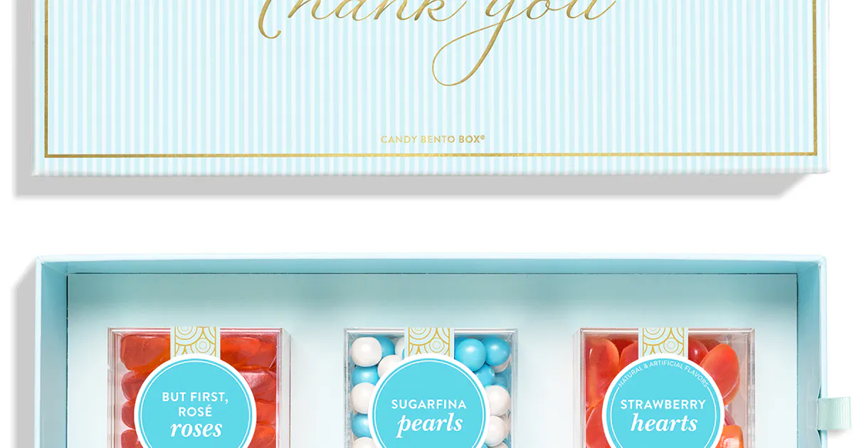 "Thank You" Candy Gift Box - 3 Pack by Sugarfina | Goldbelly