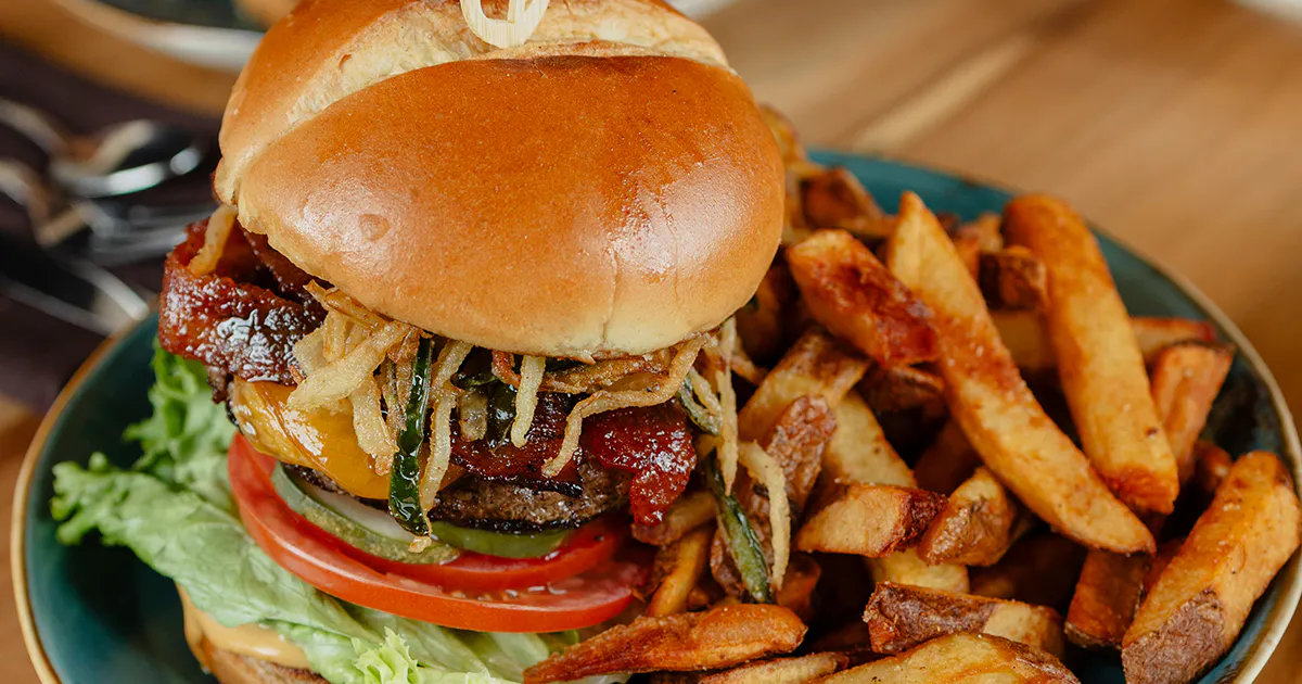 Cherry Coke BBQ Burger + Fries Kit - 4 Pack by Reba's Place | Goldbelly