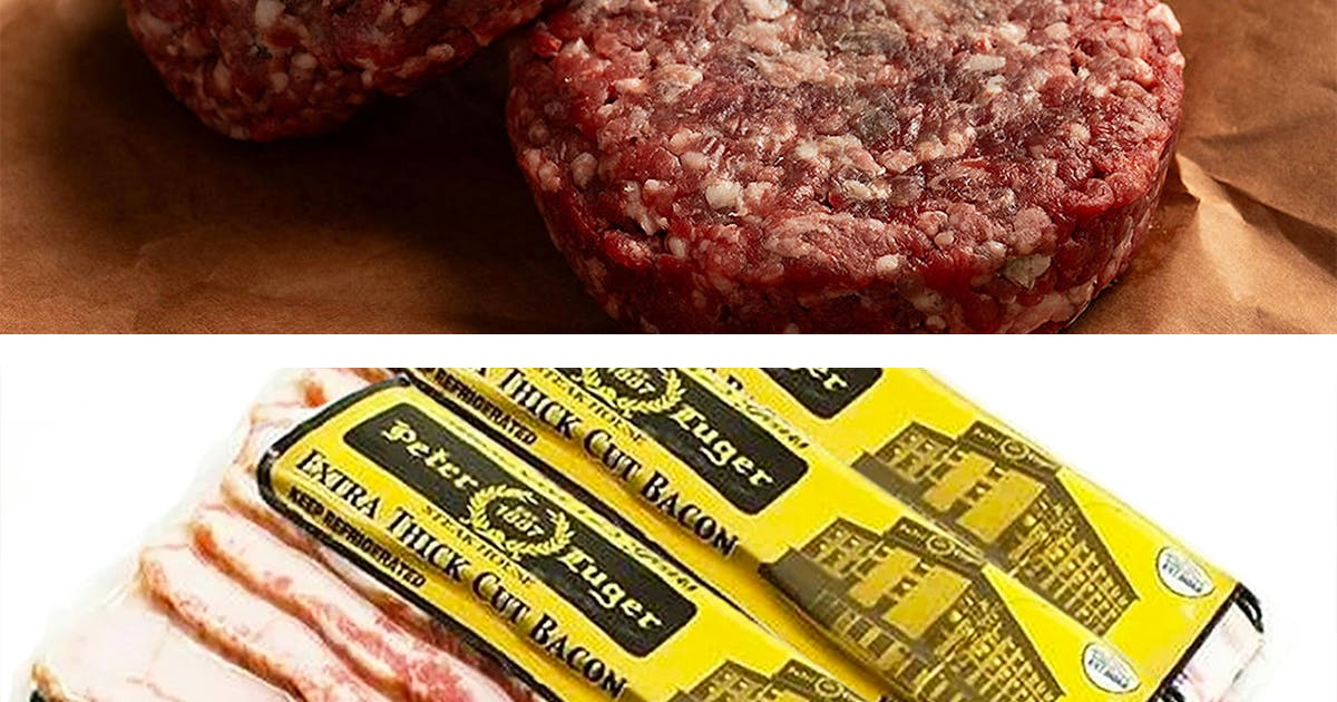 Peter Lugers USDA Prime Burgers 6 Pack + Thick Cut Bacon by Peter Luger ...