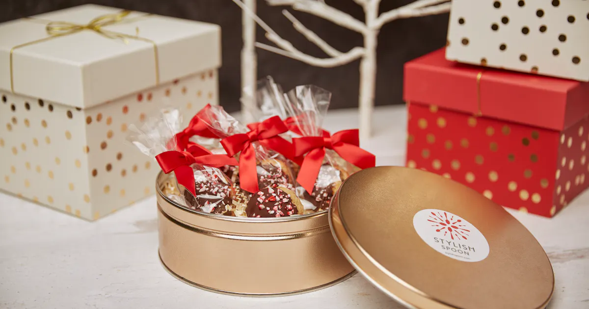 Holiday Cookie Bite Gift Tin by Stylish Spoon | Goldbelly