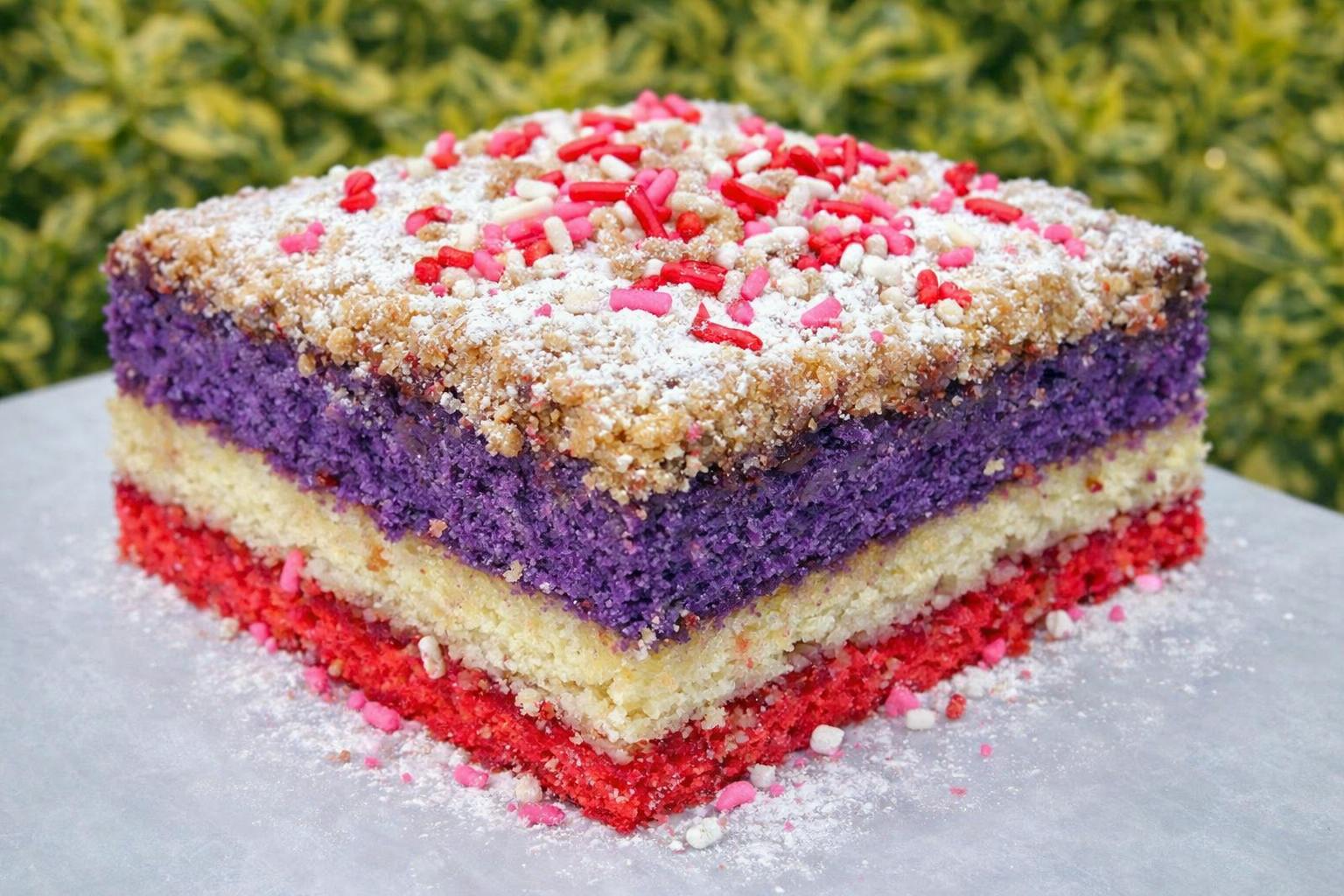 Valentine's Day Rainbow Cookie Crumb Cake by Comfortland | Goldbelly