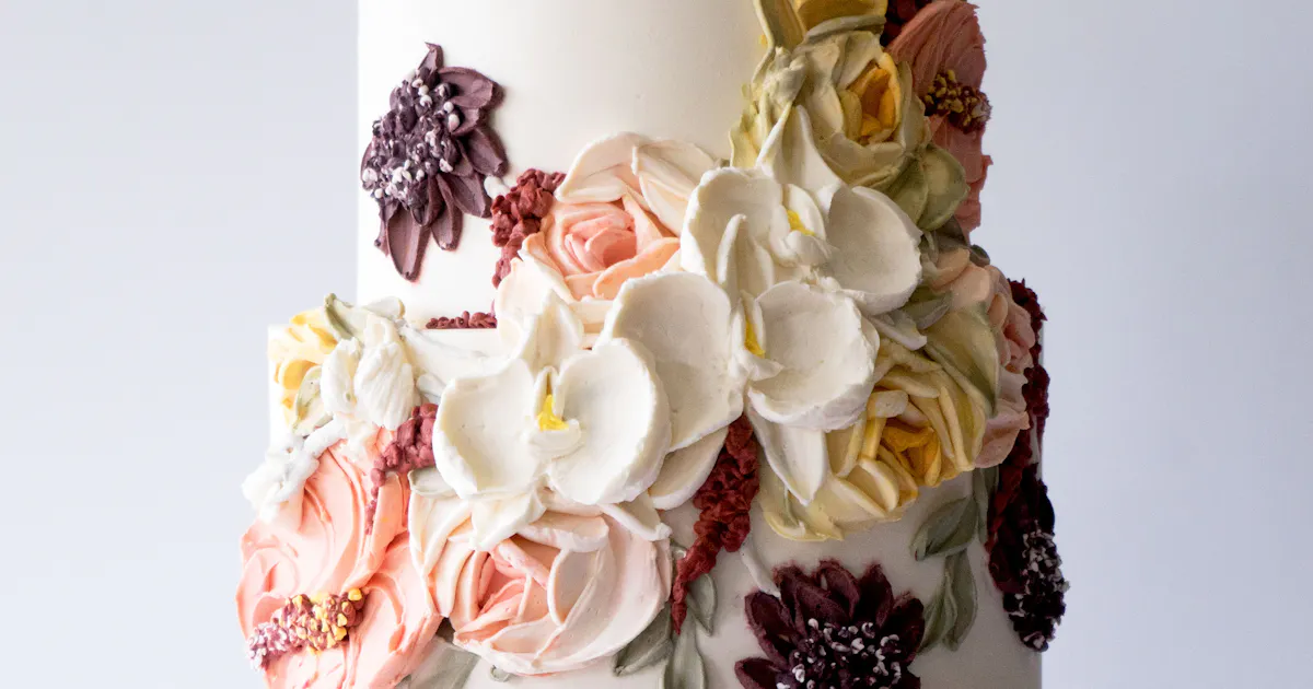 "Imogen" Floral Decorated 2-Tier Cake by Miri Nadler Cakes | Goldbelly