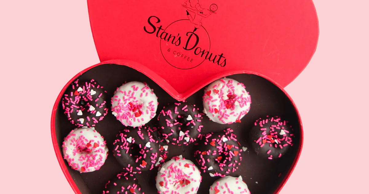 Valentine’s Day Mini Donut Combo - 12 Pack by Stan's Donuts | Goldbelly