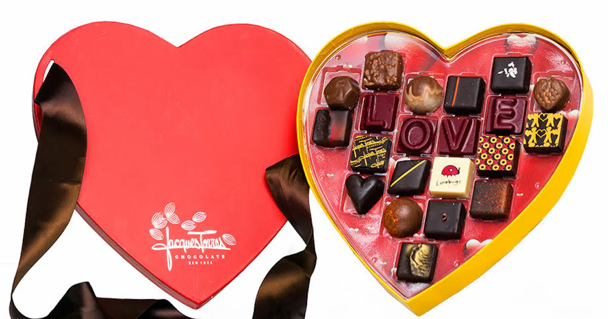 Valentine's Assorted Bonbons Heart Box - 21 Piece by Jacques Torres ...
