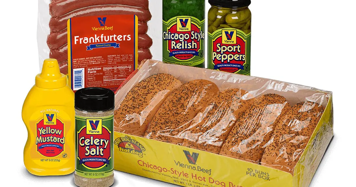 Natural Casing Chicago Style Hot Dog Kit - 10 Pack by Vienna Beef Hot ...